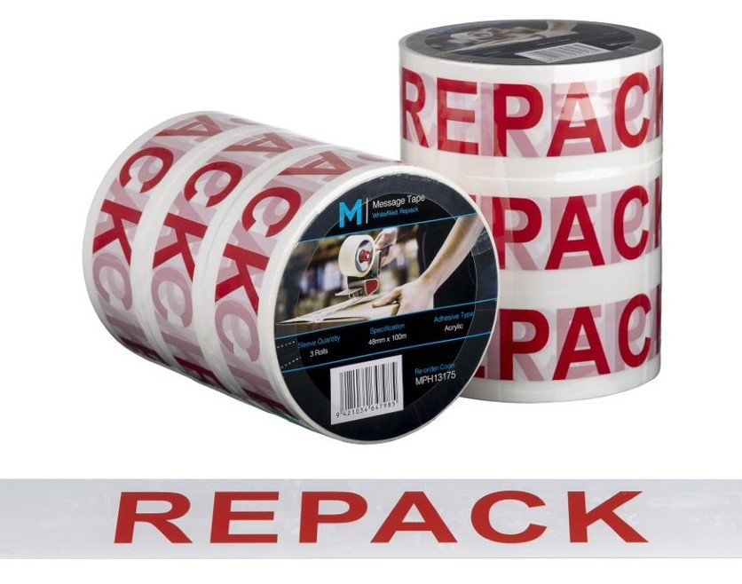 Message Tape Repack - White/Red, 48mm x 100m x 50mu (36) | LMD B2B
